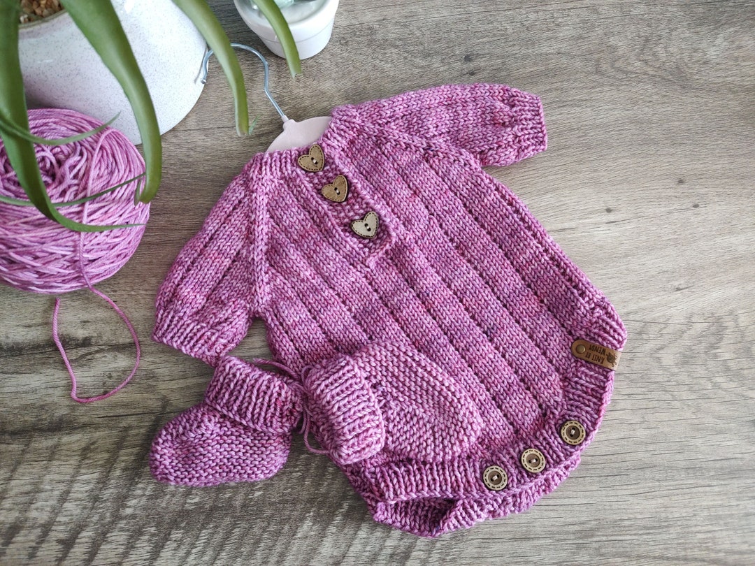 Pink Colored One Piece Romper and Booties 0-3 Months Size. - Etsy