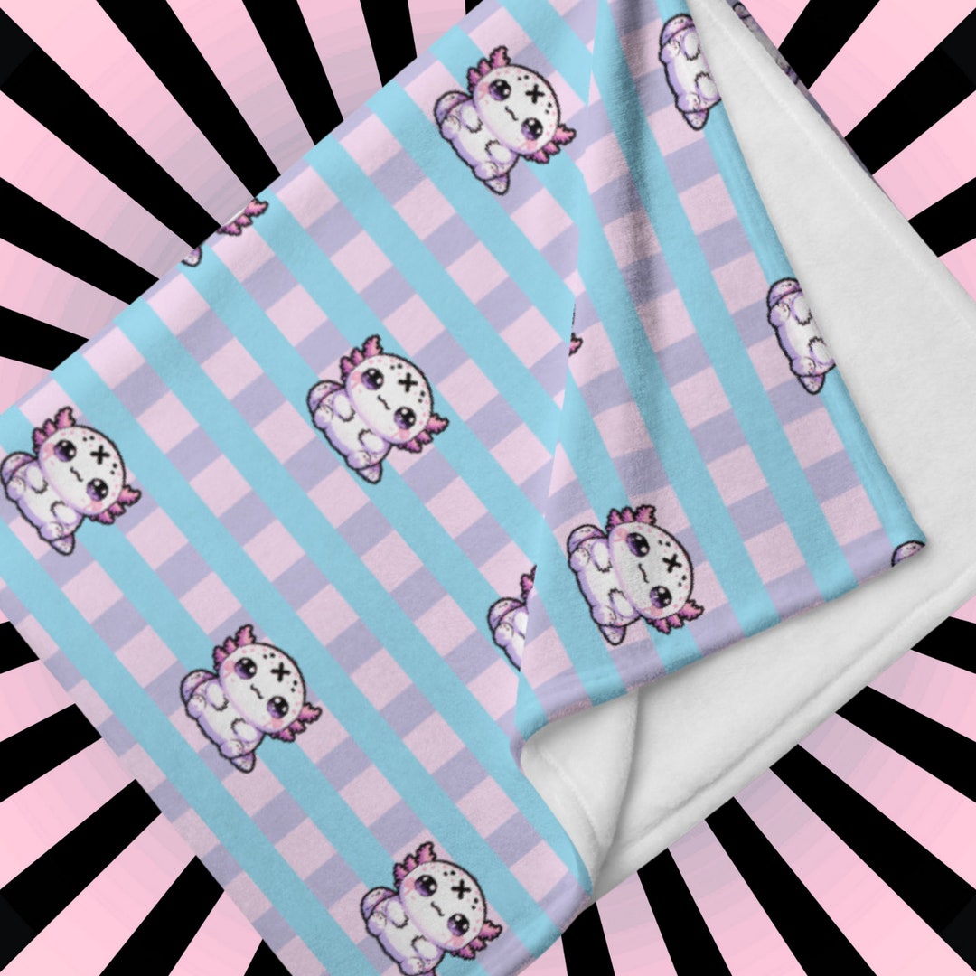 Creepy Cute Weirdcore Axolotl Pattern Pastel Goth Grunge Throw Blanket ...