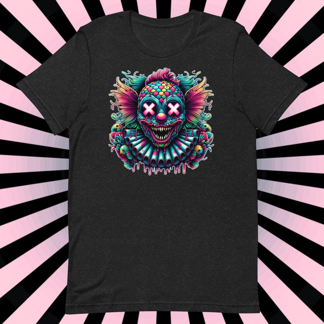 Evil Clown Fish Weirdcore Tee Shirt Neon Goth Grunge Gore Clownfish Tee ...
