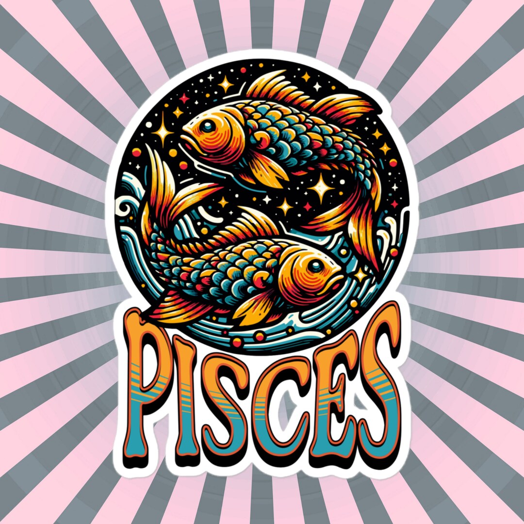 Pisces Flash Sticker, Zodiac Sign Sticker, Horoscope Custom Pisces ...