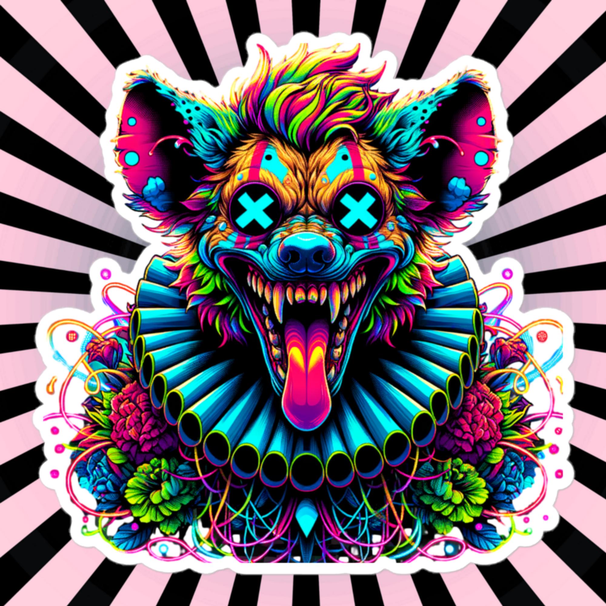 Neon Goth Weird Evil Clown Hyena Vinyl Sticker Weirdcore Clowncore ...