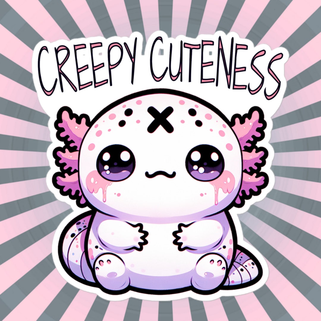 Weirdcore Pastel Goth Grunge Cute Axolotl Sticker Creepy Cuteness Vinyl ...