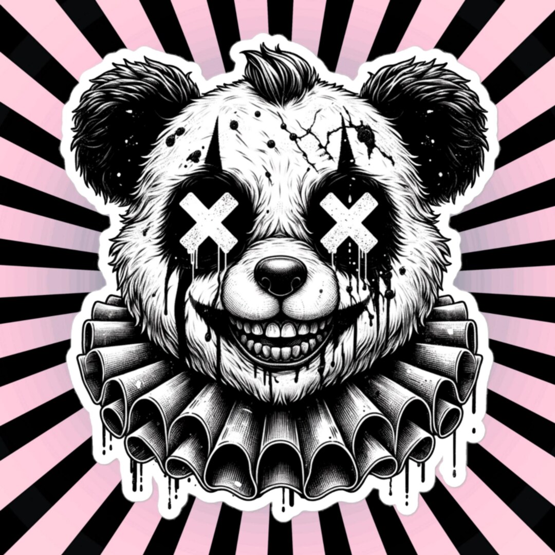 Gothic Horror Panda Clown Vinyl Sticker - Gore Clowncore Weirdcore - Etsy