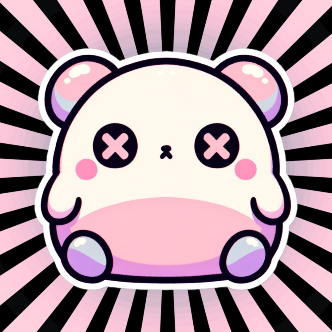 Weirdcore Pastel Goth Grunge Cute Chubby Depressed Bear Vinyl Sticker ...