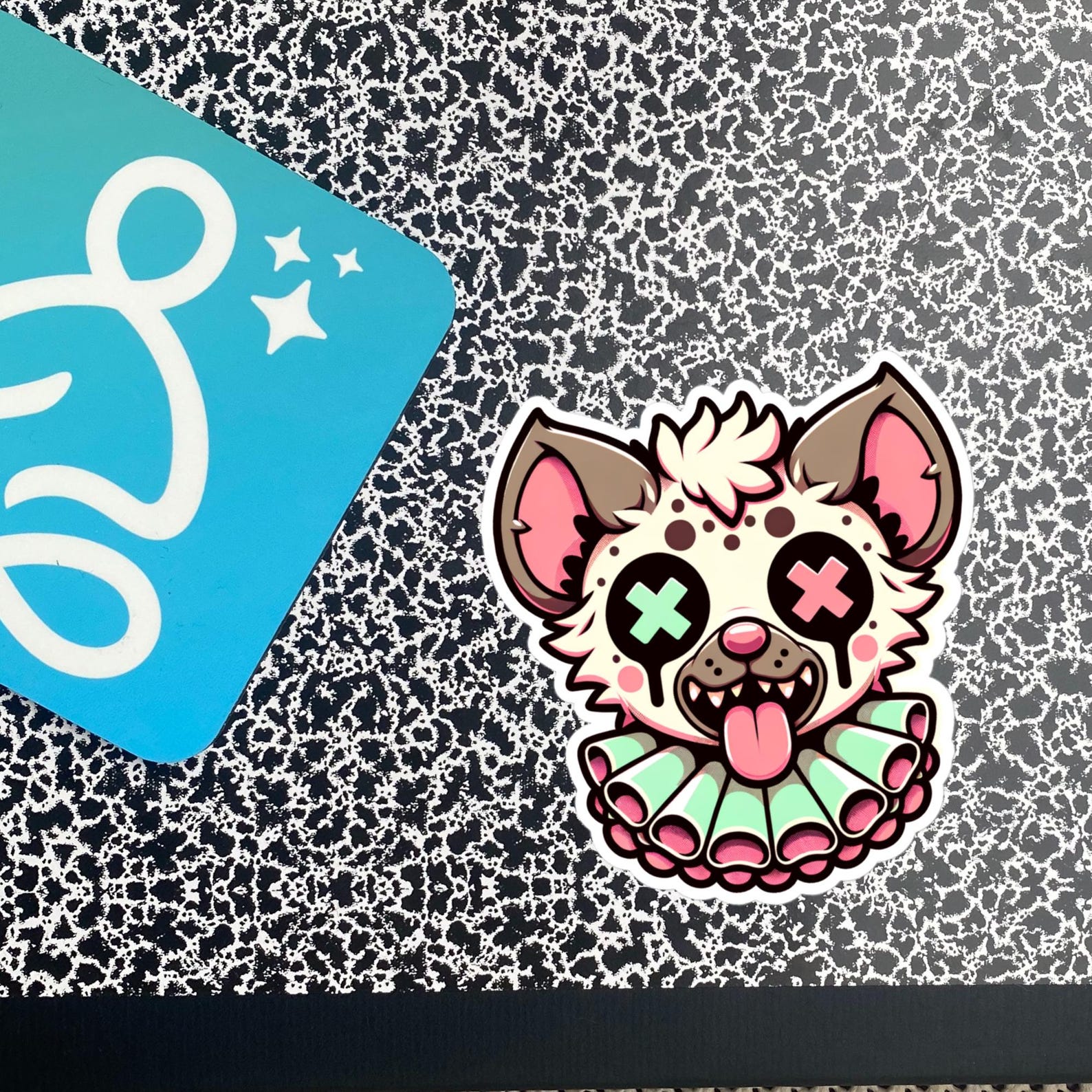 Creepy Cute Weird Hyena Clown Vinyl Sticker Weirdcore Clowncore Pastel ...