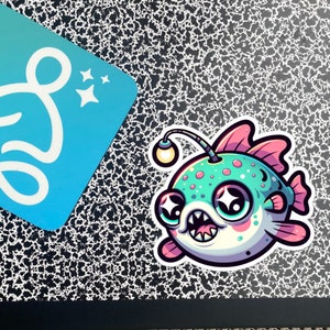Weirdcore Pastel Goth Grunge Cute Anglerfish Vinyl Sticker Fish Oddcore ...