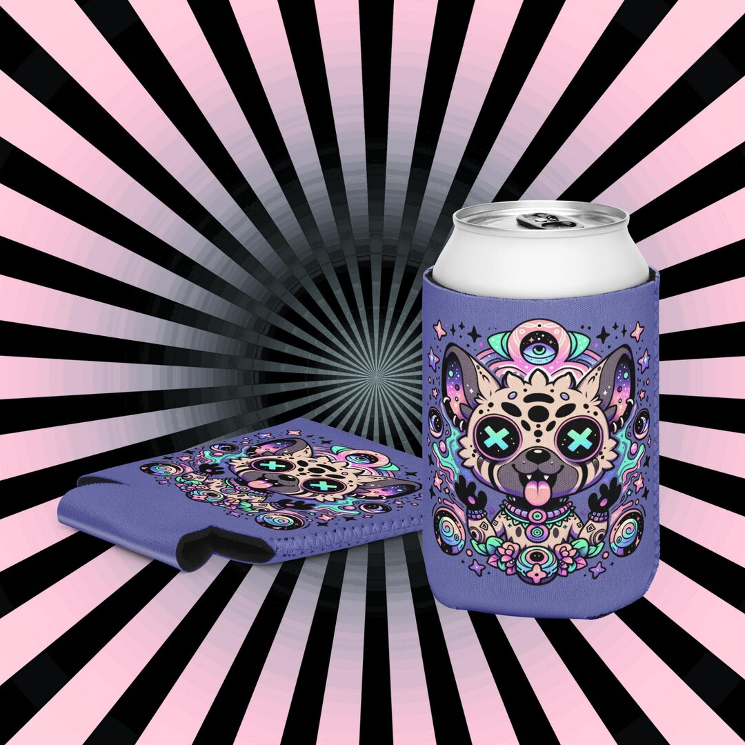 Trippy Psychedelic Gore Weirdcore Hyena Beer Holder Grunge Goth Spotted ...