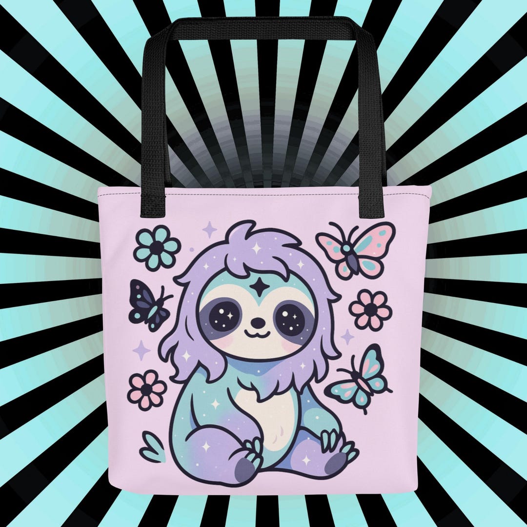 Pastel Goth Sloth Tote Bag, Kawaii Celestial Animal Design - Etsy