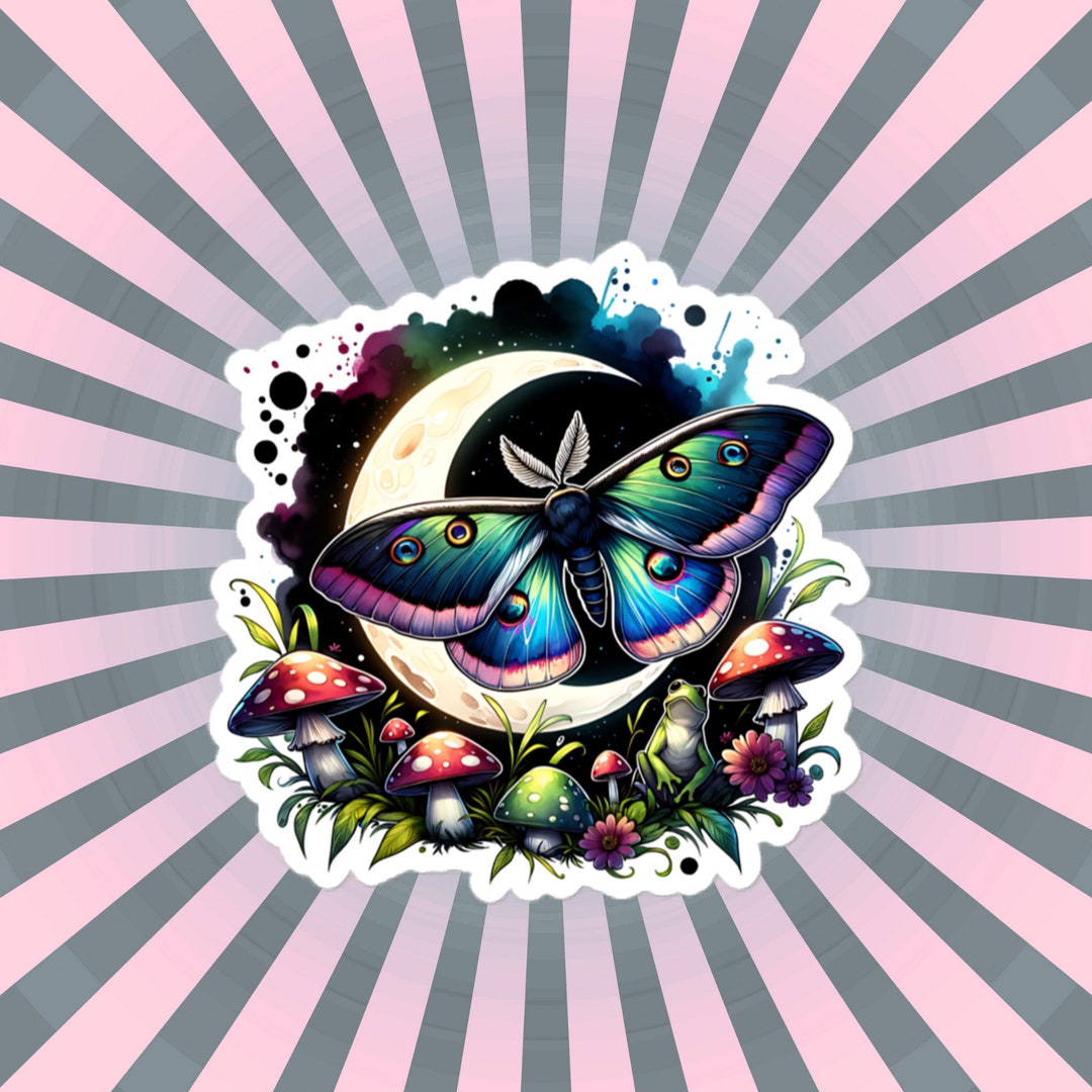 Pastel Goth Luna Moth Sticker, Mushroom Whimsigoth Art - Etsy
