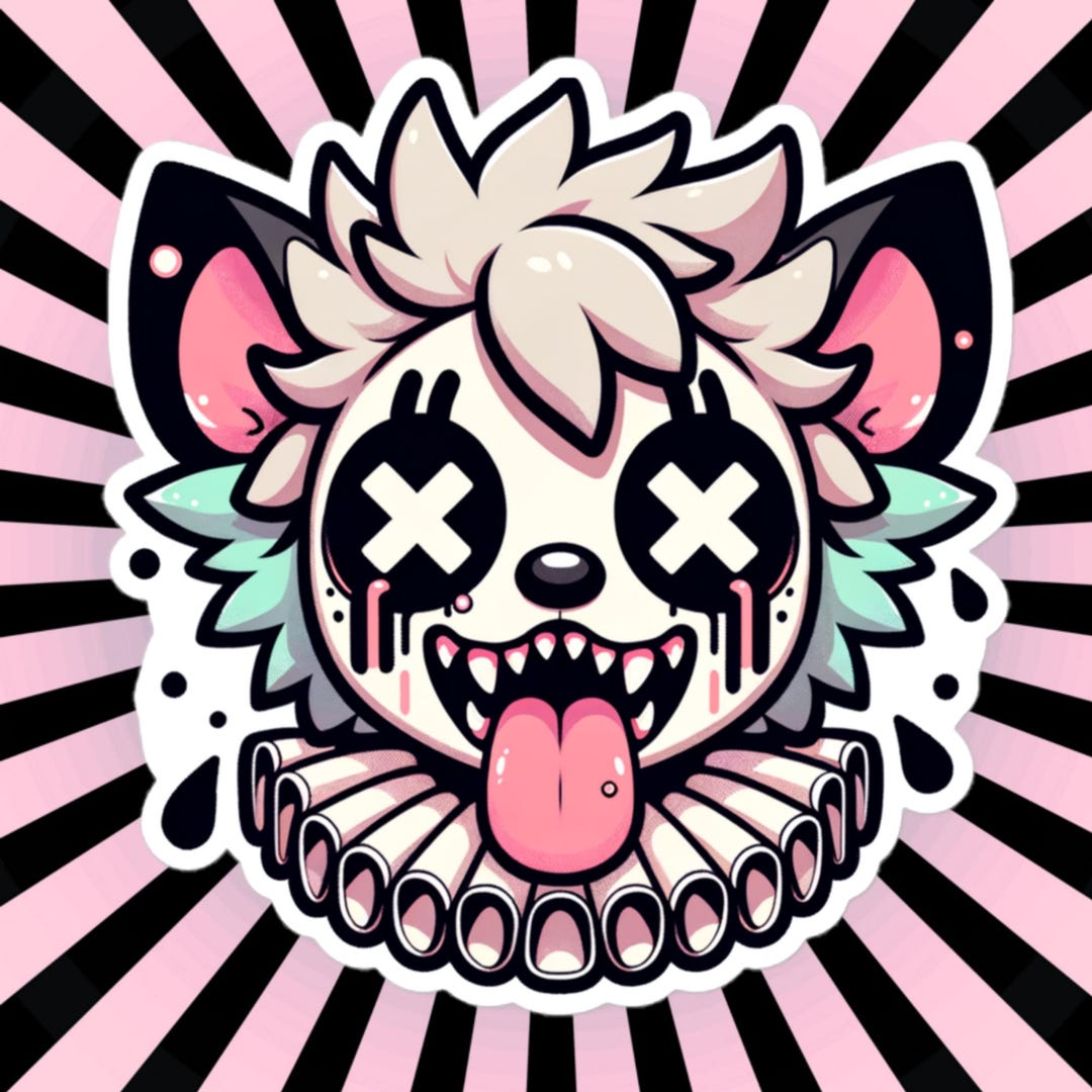 Creepy Cute Weird Spotted Hyena Clown Vinyl Sticker Weirdcore Clowncore ...