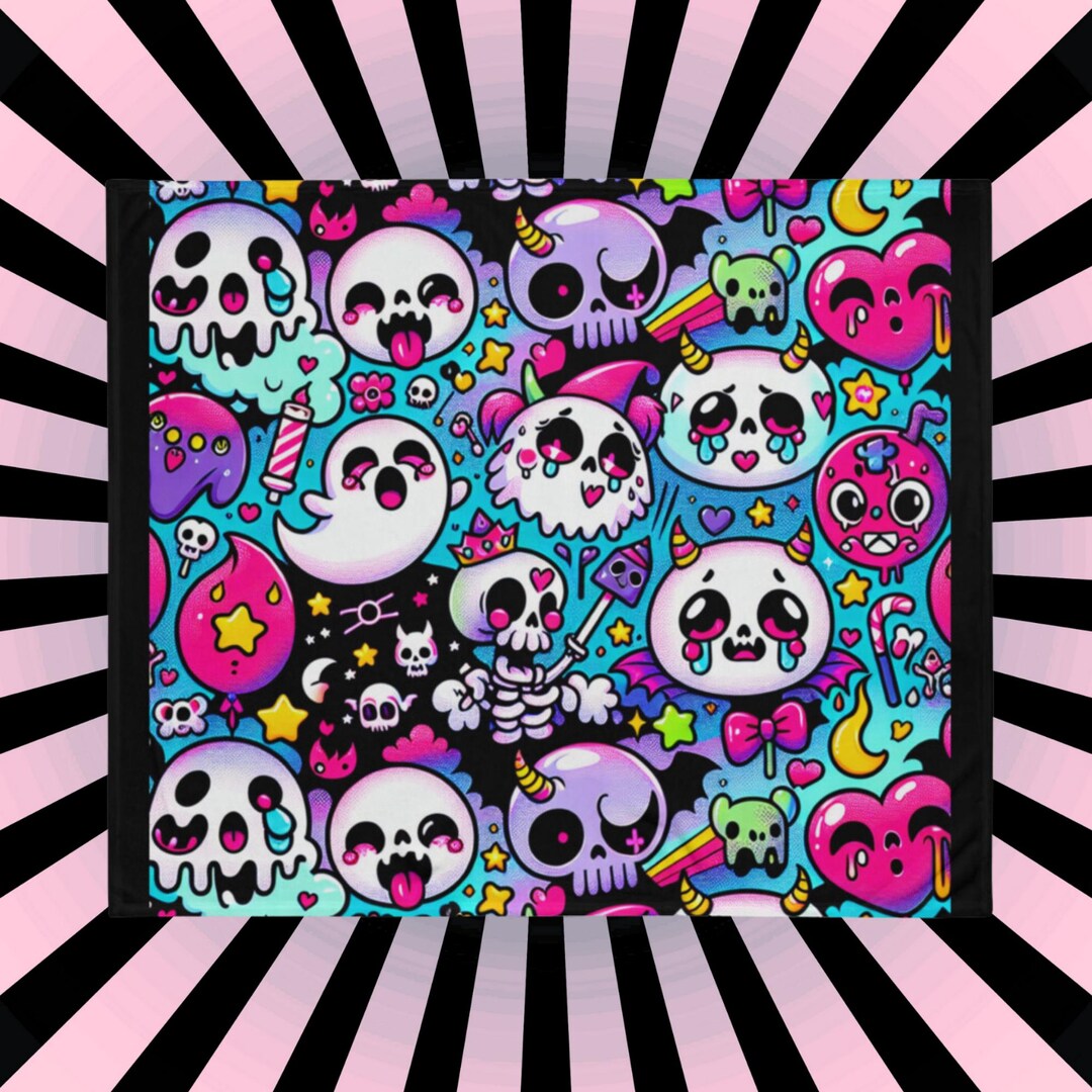 Blanket Candy Gore Skull Weirdcore Throw Blanket Halloween Y2K Grunge ...