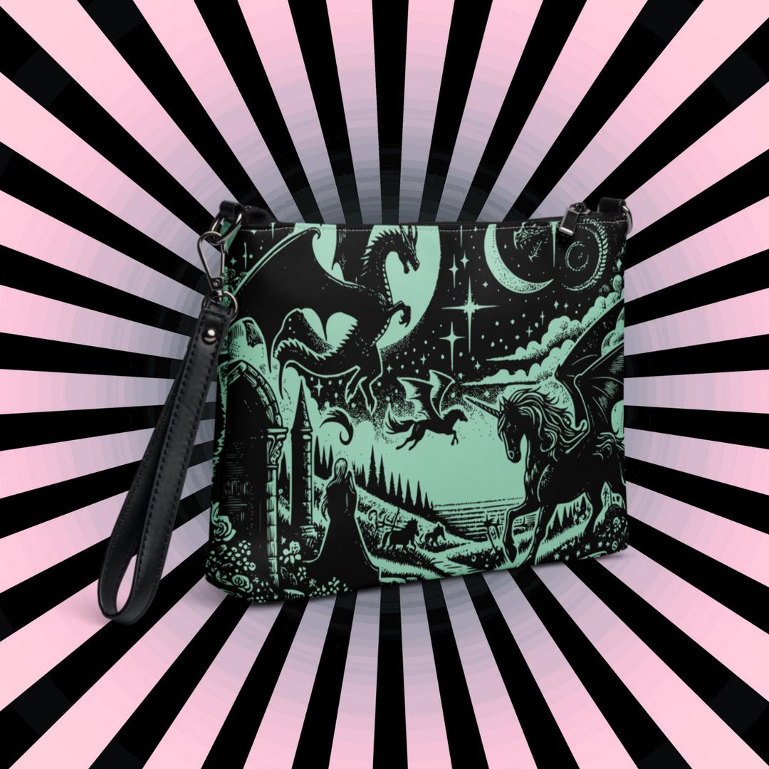Jade Gothic Scene Pastel Goth Scene Dragon Unicorn Clutch Bag Gothic ...