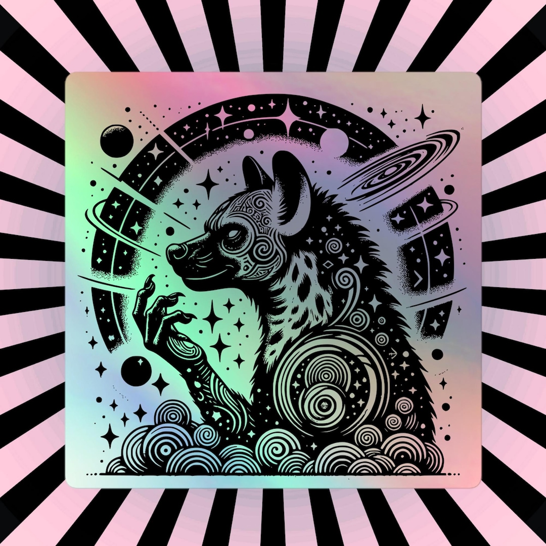 Trippy Weirdcore Hyena Wisdom Sticker Gothic Grunge Futuristic ...