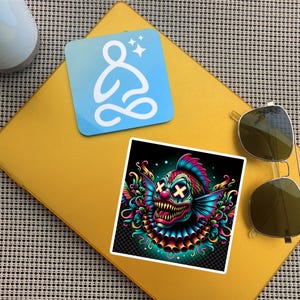 Square Neon Goth Weird Evil Clown Fish Vinyl Sticker Weirdcore ...