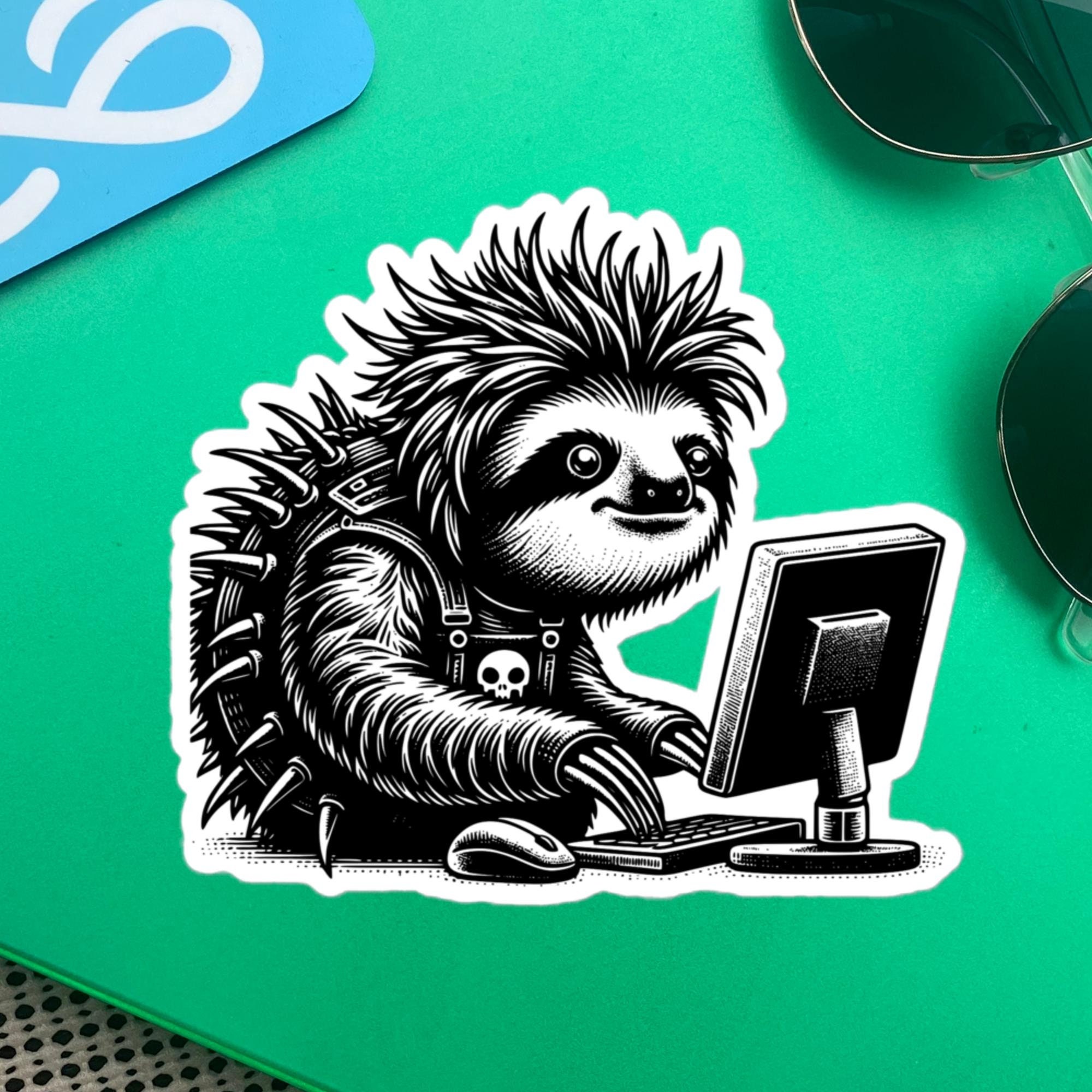 Punk Rock Sloth Sticker: Cyberpunk Steampunk Art - Etsy