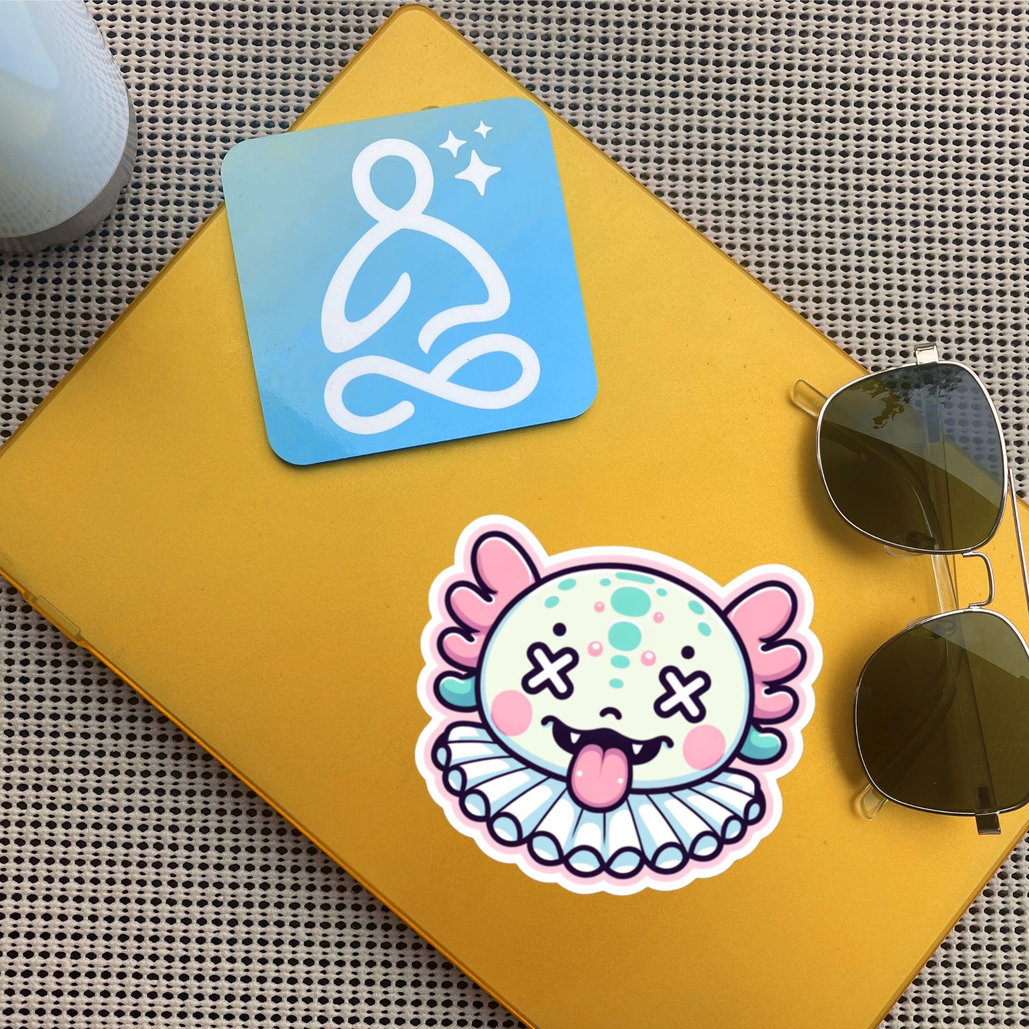 Creepy Cute Weird Axolotl Clown Vinyl Sticker Weirdcore Clowncore ...