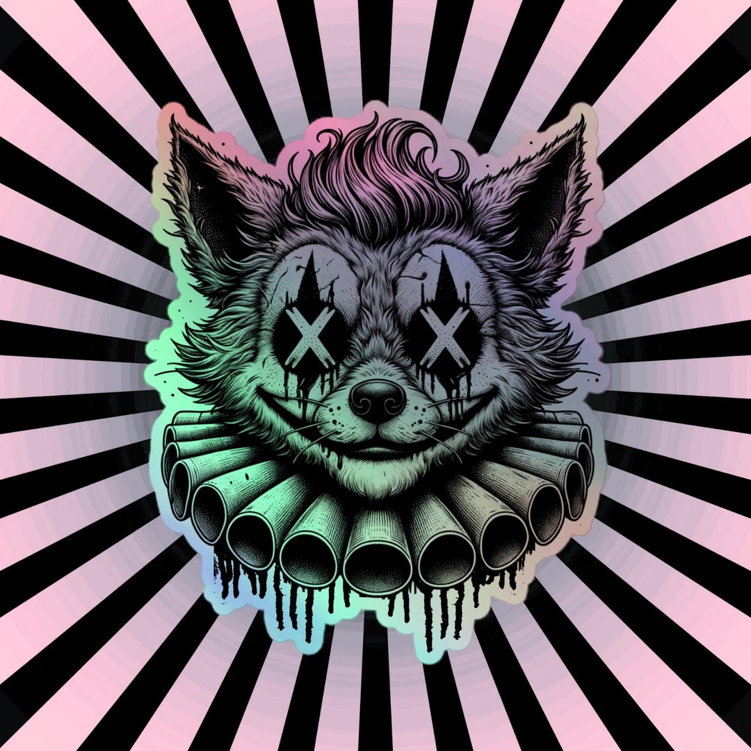 Creepy Fox Clown Hologram Sticker: Clowncore Goth Weirdcore - Etsy