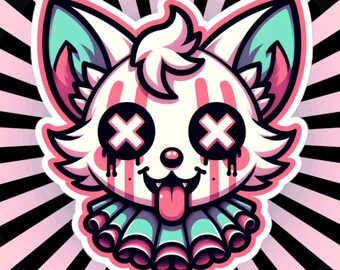 Creepy Cute Weird Axolotl Clown Vinyl Sticker Weirdcore Clowncore ...