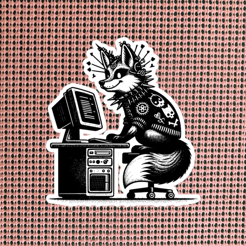 Cyberpunk Fox Sticker, Punk Rock Computer Art - Etsy