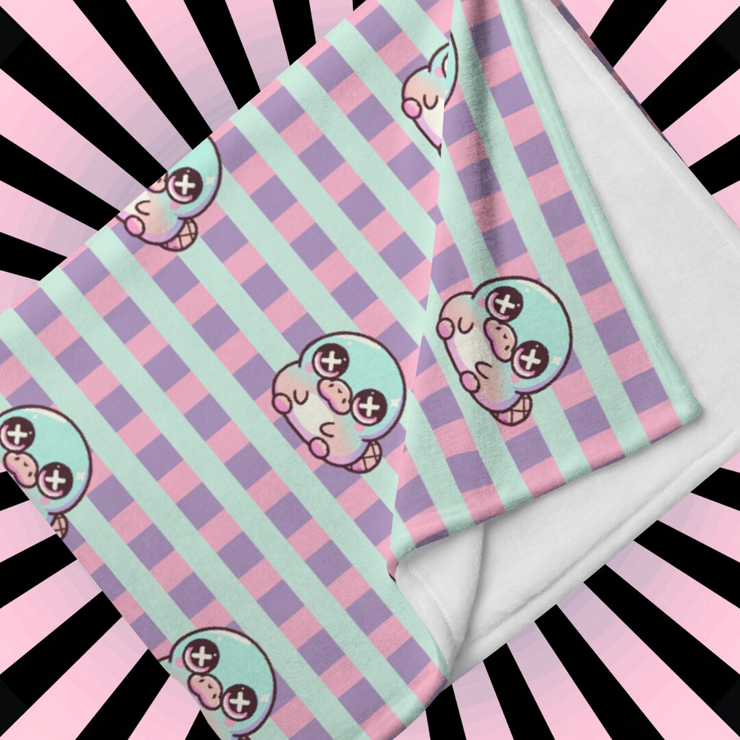 Creepy Cute Weirdcore Platypus Pattern Pastel Goth Grunge Throw Blanket ...