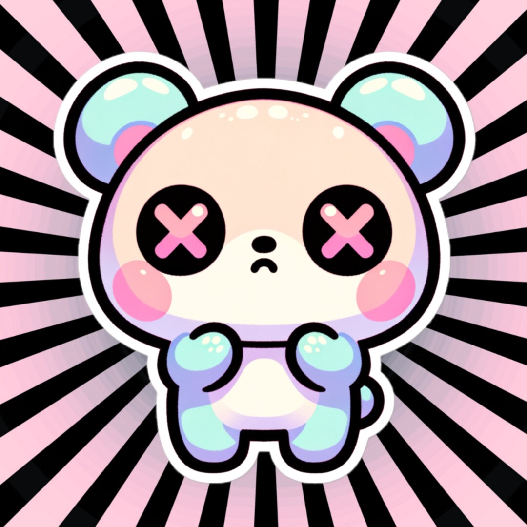Weirdcore Pastel Goth Grunge Cute Panic Bear Vinyl Sticker Oddcore ...