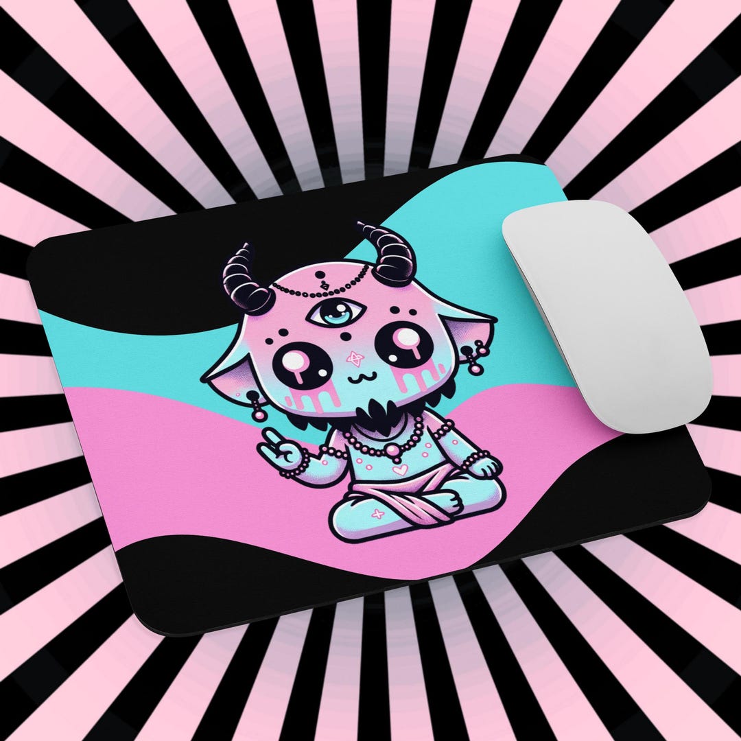 Creepy Cute Pastel Goth Shaman Demon Gothic Gaming Dorm Office Desk ...