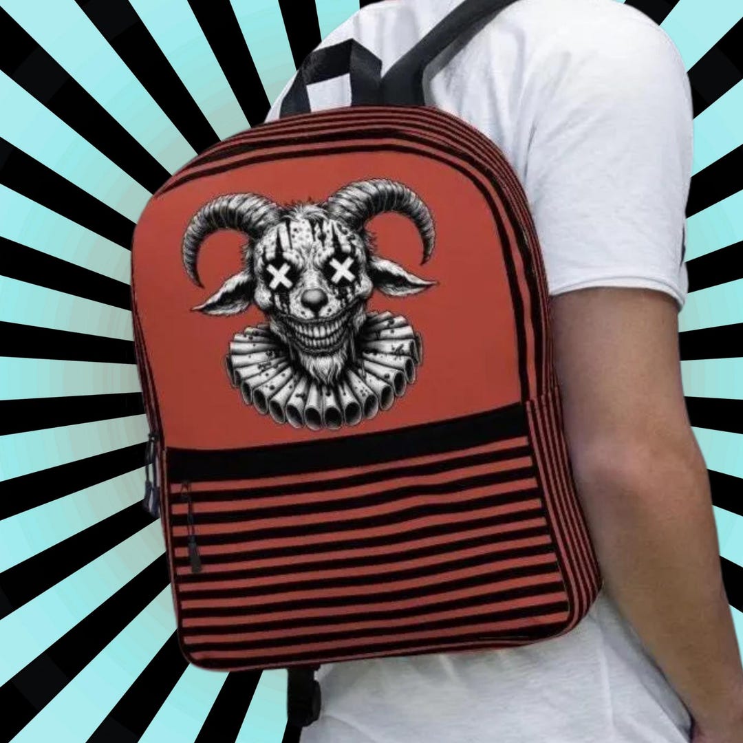 Horror Goat Backpack – Gothic Punk Striped Alt School Bag - Etsy