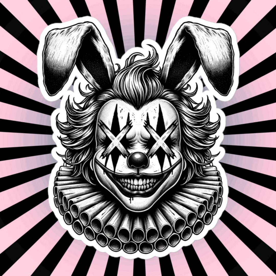 Macabre Horror Gothic Rabbit Clown Vinyl Sticker Gore Clowncore Gothic ...