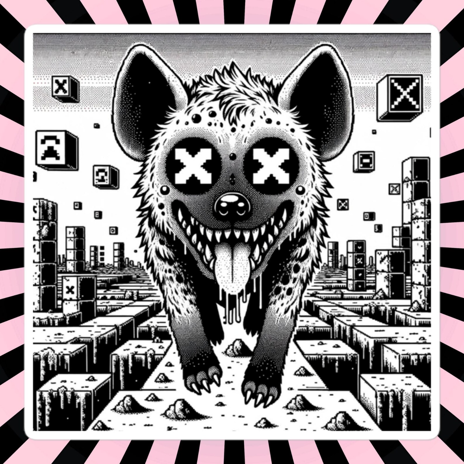 Weirdcore Trippy Video Game Pixel Hyena Waterproof Vinyl Sticker - Etsy