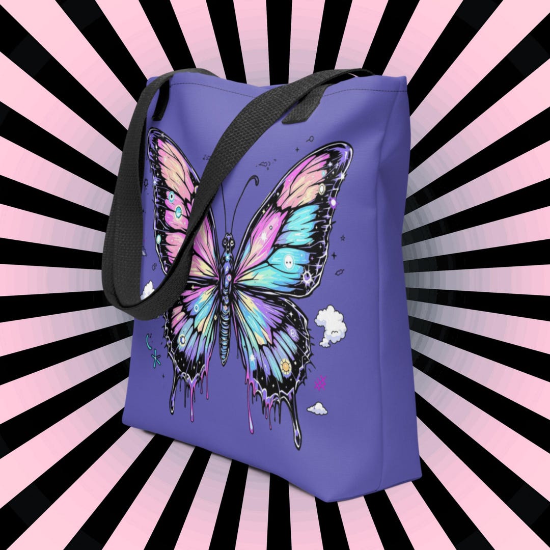 Cosmic Butterfly Arcane Tote Bag - Gothic Grunge Neon Goth Darkcore ...
