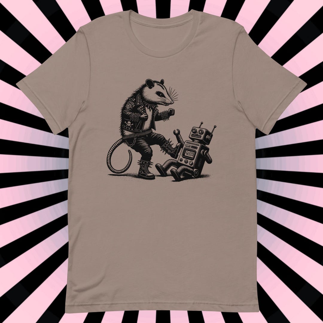 Robot Vs Opossum Shirt: Warcore Steampunk Crewneck Tee - Etsy