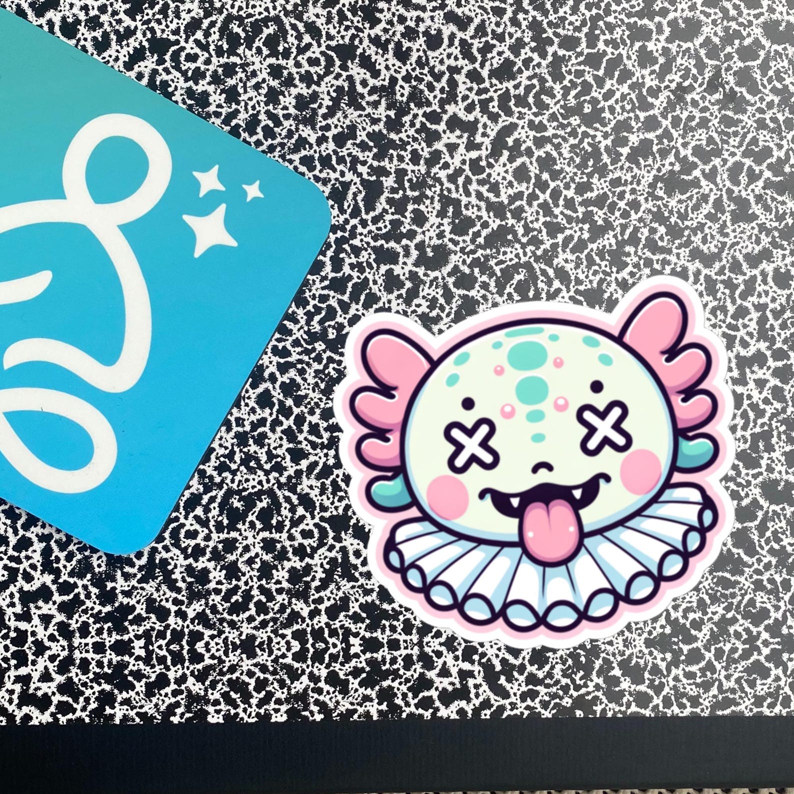 Creepy Cute Weird Axolotl Clown Vinyl Sticker Weirdcore Clowncore ...