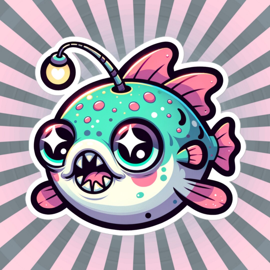 Weirdcore Pastel Goth Grunge Cute Anglerfish Vinyl Sticker Fish Oddcore ...