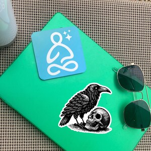 Weirdcore Gothic Raven and Skull Vinyl Sticker Spooky Grunge Goblincore ...