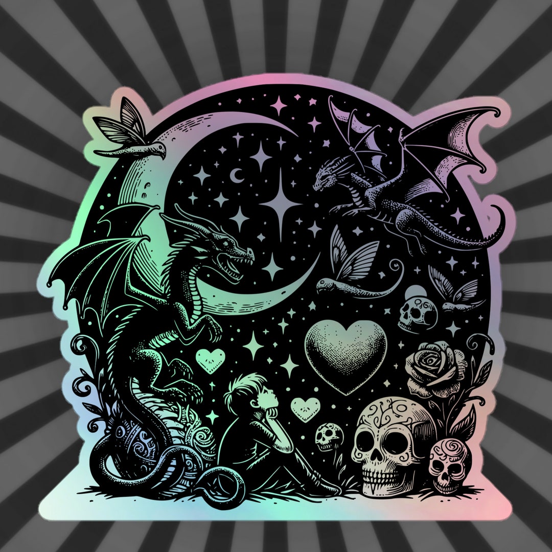 Gothic Fairytale Grunge Pastel Goth Holographic Sticker Goth Boy Starry ...