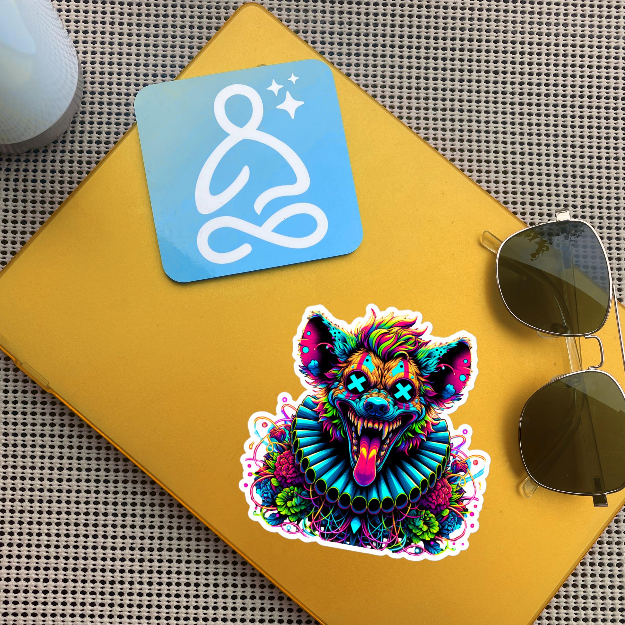 Neon Goth Weird Evil Clown Hyena Vinyl Sticker Weirdcore Clowncore ...