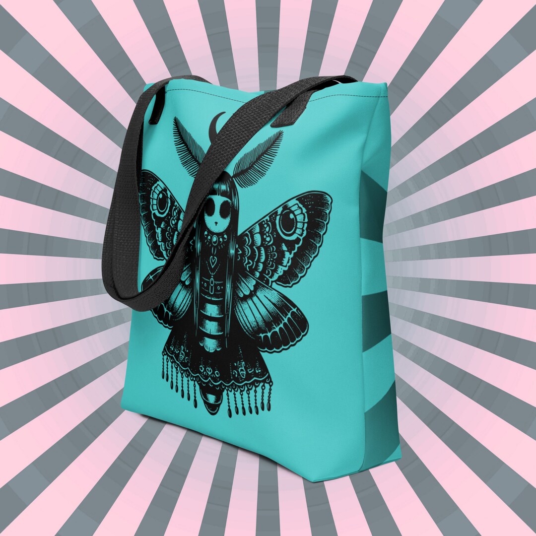 AQUA Gothic Grunge Pastel Goth Luna Moth Tote Bag, Dreamcore Ventcore ...