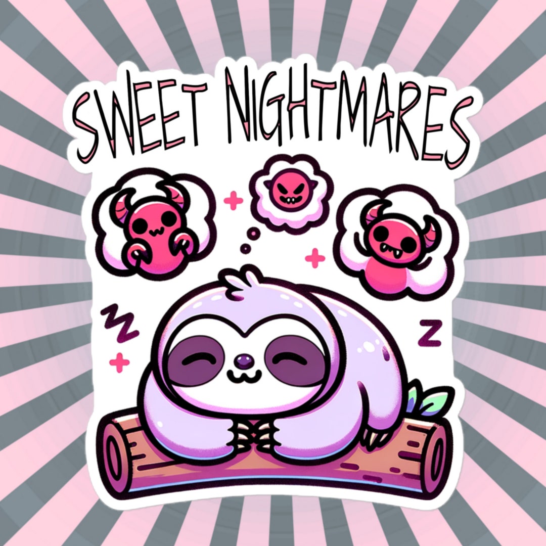 Weirdcore Pastel Goth Grunge Cute Sloth Sticker Sweet Nightmares Vinyl ...