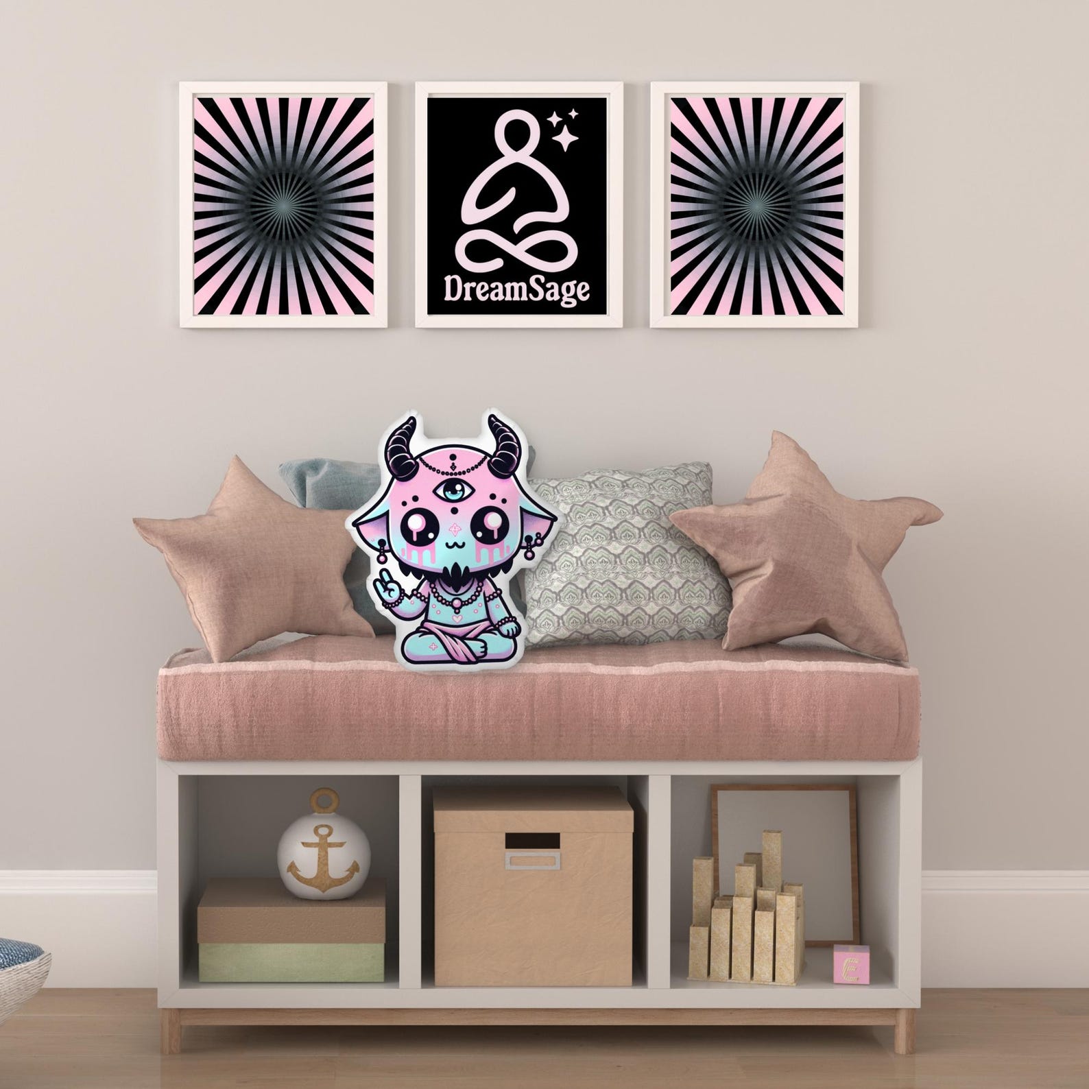 Cute Baphomet Pillow of Creepy Kawaii Goat Yoga Pose Weirdcore Y2K ...