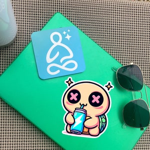 Weirdcore Pastel Goth Grunge Cute Turtle Vinyl Sticker Energy Drink ...
