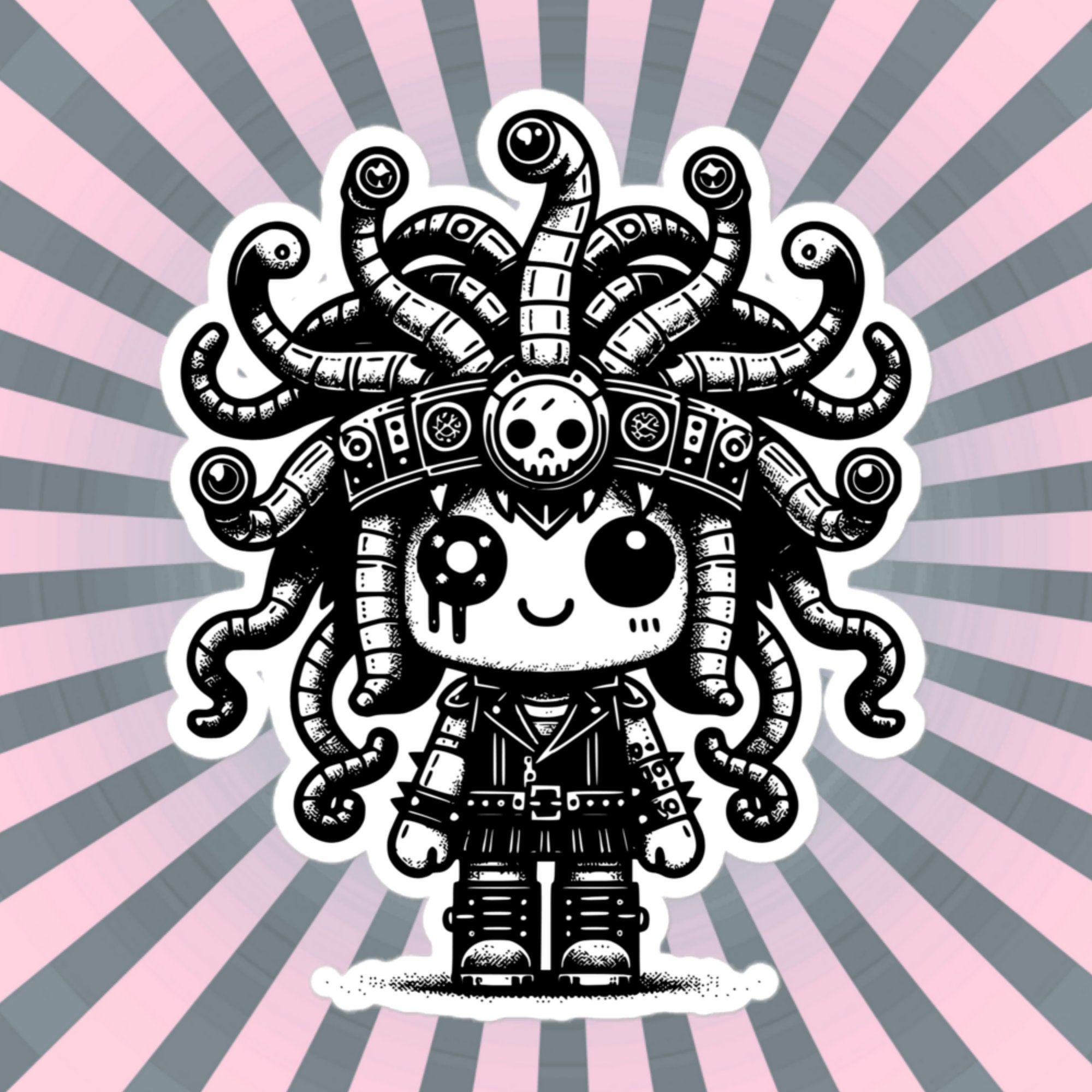 Cute Cyberpunk Cyborg Medusa Gothic Vinyl Waterproof Sticker, Dreamcore ...