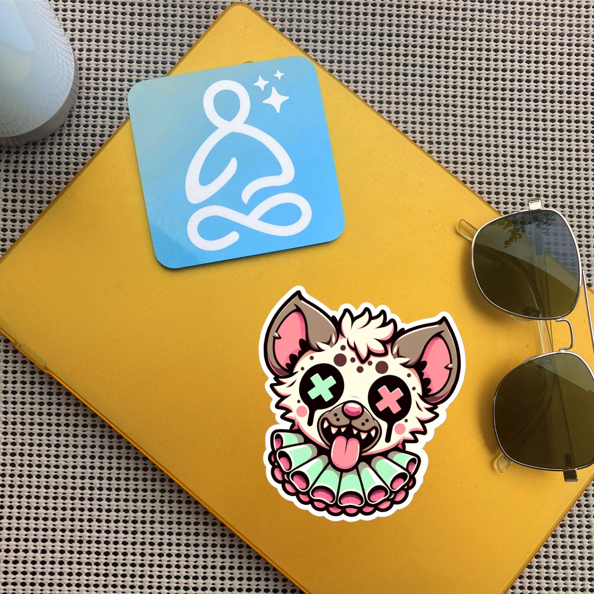 Creepy Cute Weird Hyena Clown Vinyl Sticker Weirdcore Clowncore Pastel ...