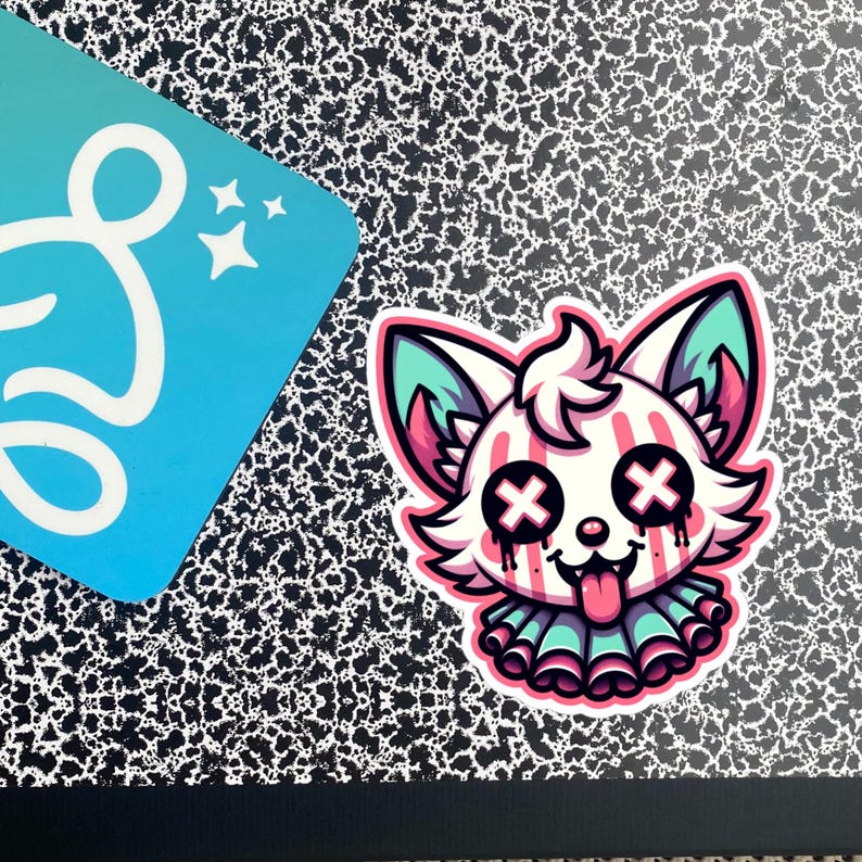 Creepy Fox Clown Vinyl Sticker – Pastel Goth Weirdcore - Etsy