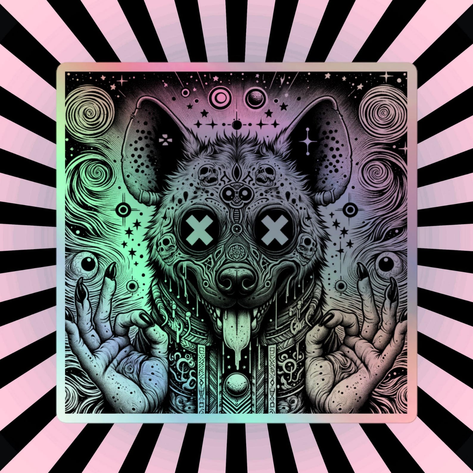 Trippy Weirdcore Oddcore Hyena Hologram Sticker Weird Horror World ...