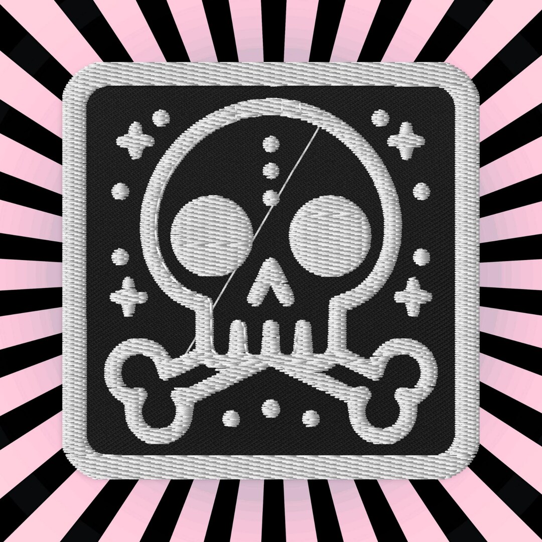 Skull Embroidered Patch - Spooky Cute Weirdcore Goth Design - Etsy