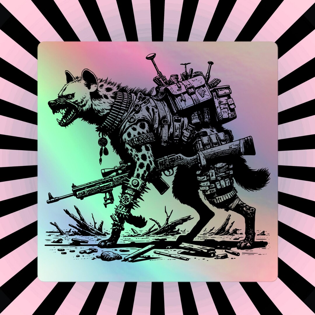 Warcore Battle Hyena Horror Sticker Futuristic Dystopian Gothic Grunge ...