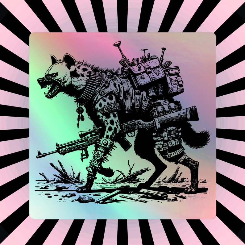 Warcore Battle Hyena Horror Sticker Futuristic Dystopian Gothic Grunge ...