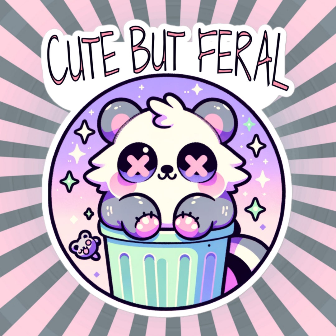 Weirdcore Pastel Goth Grunge Cute Raccoon Sticker Cute but Feral Vinyl ...