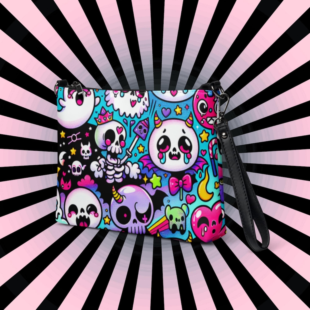 Neon Goth Ghouls Crossbody Clutch: Punkrock Weirdcore Faux Leather Bag ...