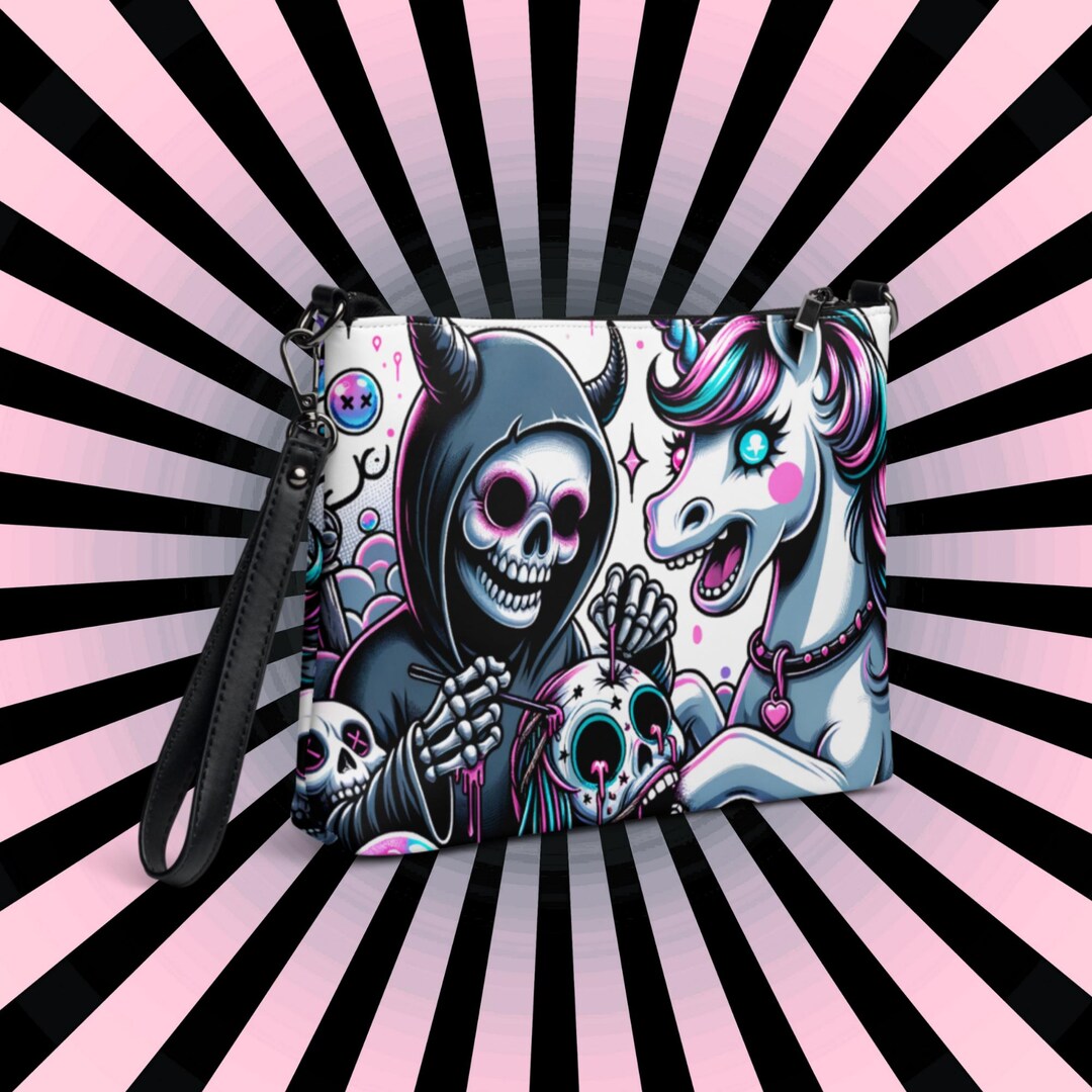 Weirdcore Unicorn Sugar Skull Faux Leather Clutch Bag - Etsy Canada